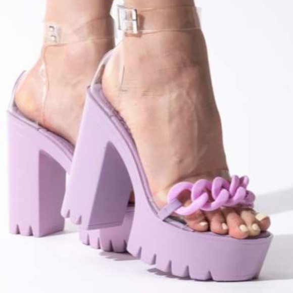 Shoes | Lavender Chain Platform Heel | Poshmark